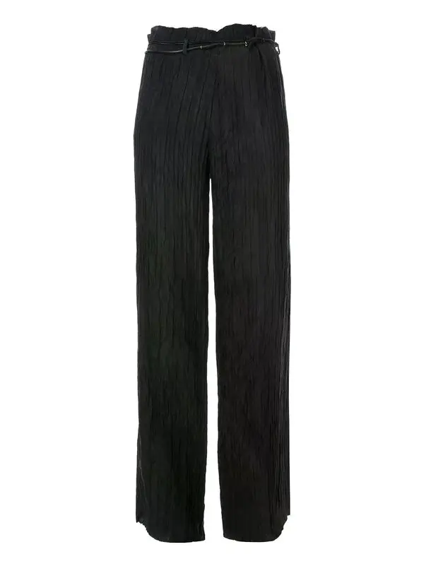 MA+ Belted Wide-leg Trousers - Black