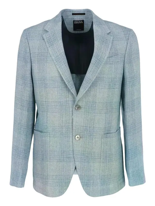 Zegna Check-pattern Blazer - Blue