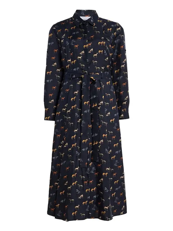 Gabriela Hearst Horse-print Silk Shirtdress - Dark Navy