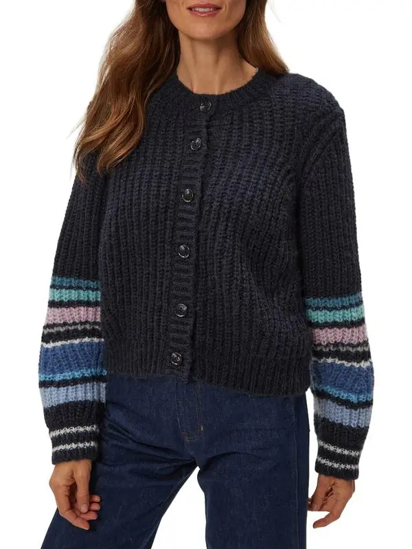 Michael Stars Lumi Stripe Cardigan - Nocturnal Combo