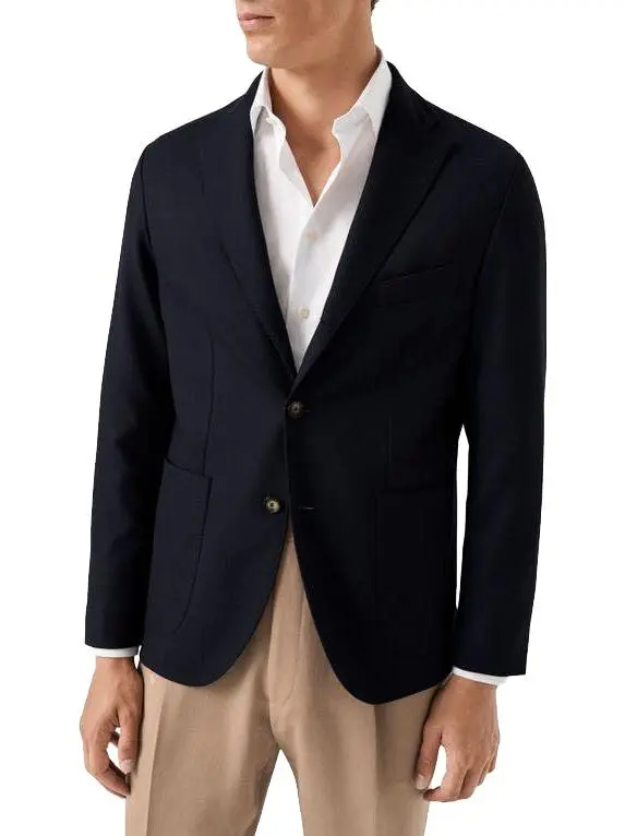Eton Tech Stretch Wool Blend Sport Coat - Navy