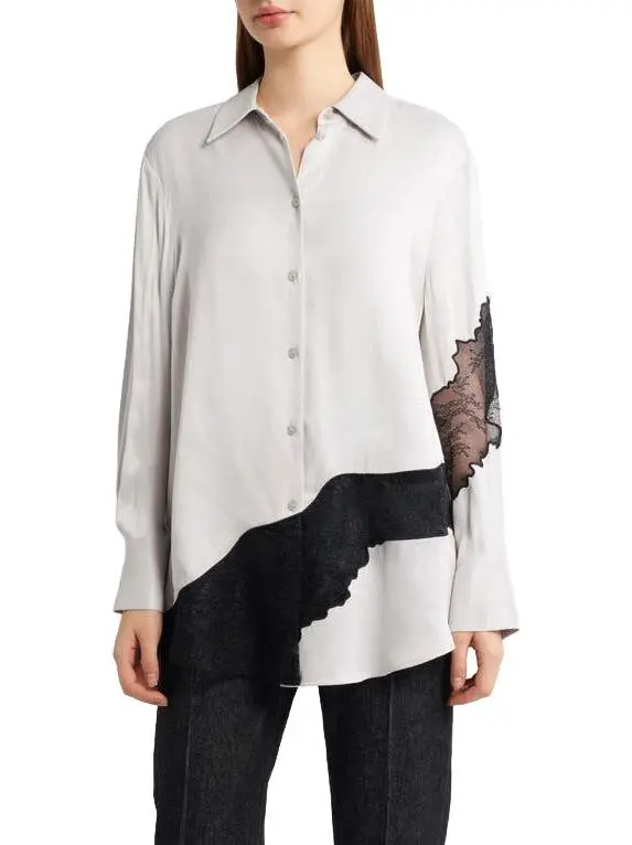 BOSS Lace Trim High-low Tunic Shirt - Open Gy