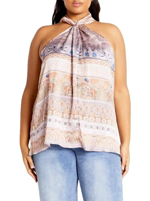 City Chic Nile Sleeveless Top - Print