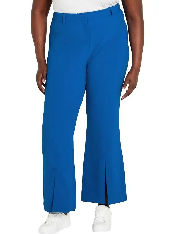 City Chic Kiana Split Hem Flare Pants - Blue