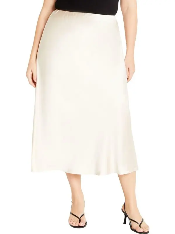 City Chic Miranda Midi Skirt - Cream