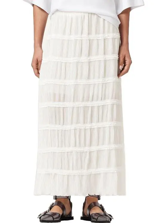 ALLSAINTS Lila Tiered Midi Skirt - White