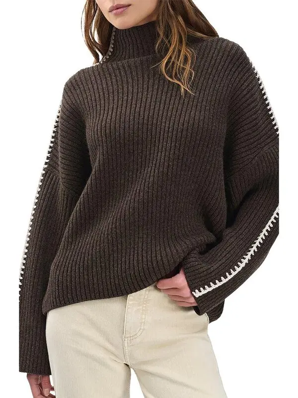 Rag & Bone Ingrid Turtleneck Rib Sweater - Brown