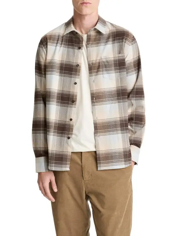 Vince Missoula Gradient Check Button-up Shirt - Whitecap Combo