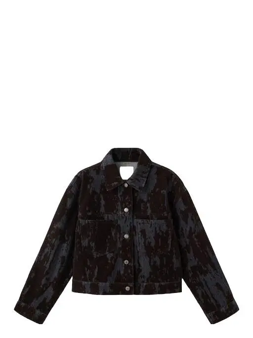 Mango Devoré Denim Trucker Jacket - Chocolate