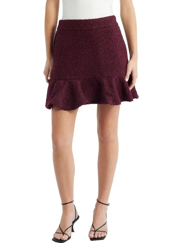 FRIENDS LIKE THESE Bouclé Mini Skirt - Red