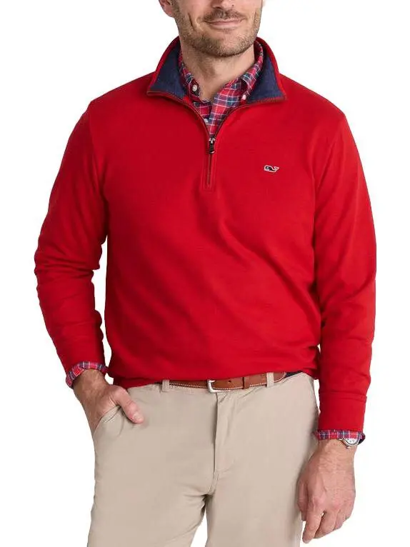 Vineyard Vines Saltwater Quarter Zip Pullover - Red Velvet