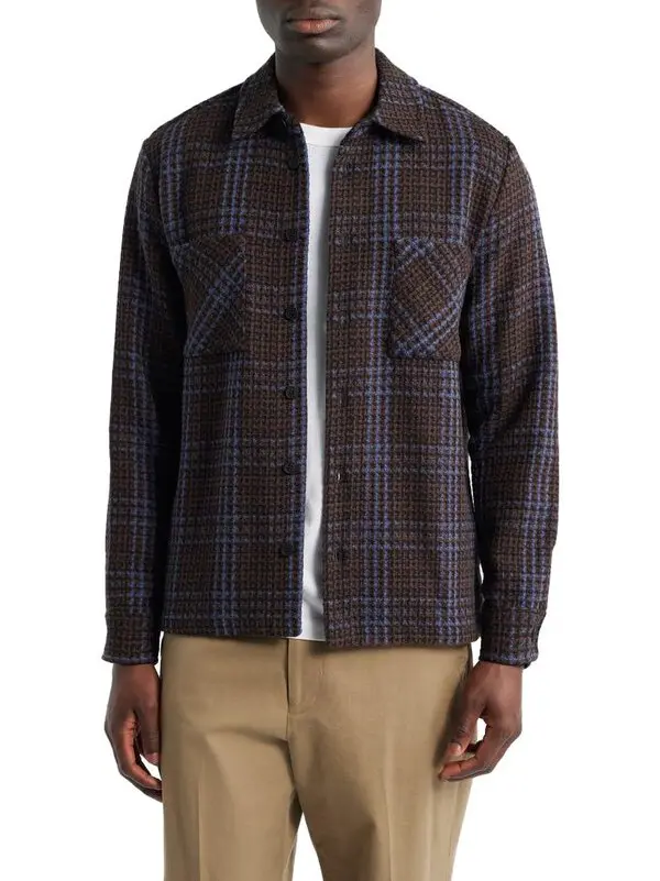 WAX LONDON Whiting Plaid Recycled Cotton-blend Shirt Jacket - Brown/blue