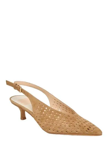 Dolce Vita Alenna Slingback Kitten Heel Pumps - Light Brown Suede