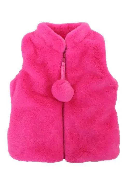 WIDGEON Faux Fur Zip Front Vest - Hot Pink Puff