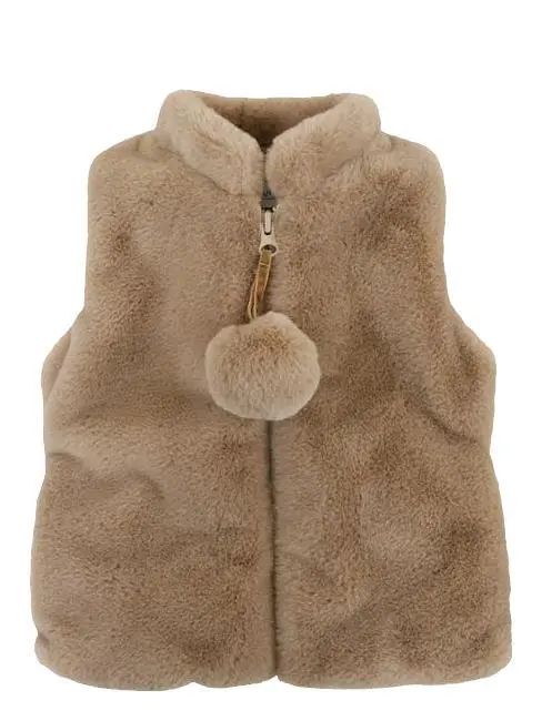WIDGEON Faux Fur Zip Front Vest - Mocha Puff
