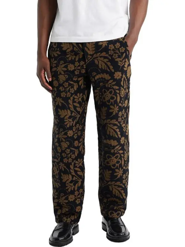 WAX LONDON Tyne Recycled Cotton-blend Floral Jacquard Pants - Black/khaki