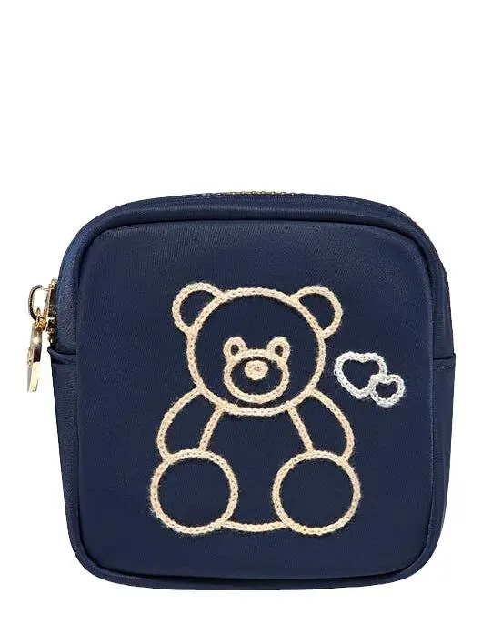 Stoney Clover Lane Mini Embroidered Bear Pouch - Sapphire