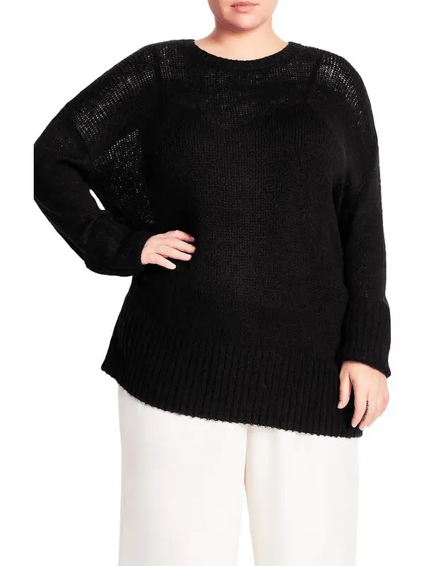 City Chic Ruby Tunic Sweater - Black