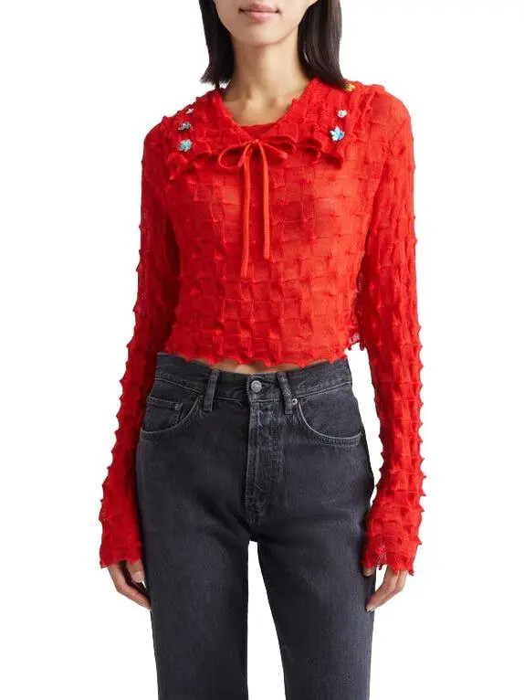 YANYAN Lunar New Year Wool Sweater With Removable Collar - Red