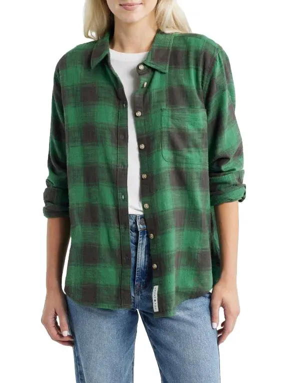 Lucky Brand Clyde Plaid Cotton Flannel Button-up Shirt - Green Buffalo Check