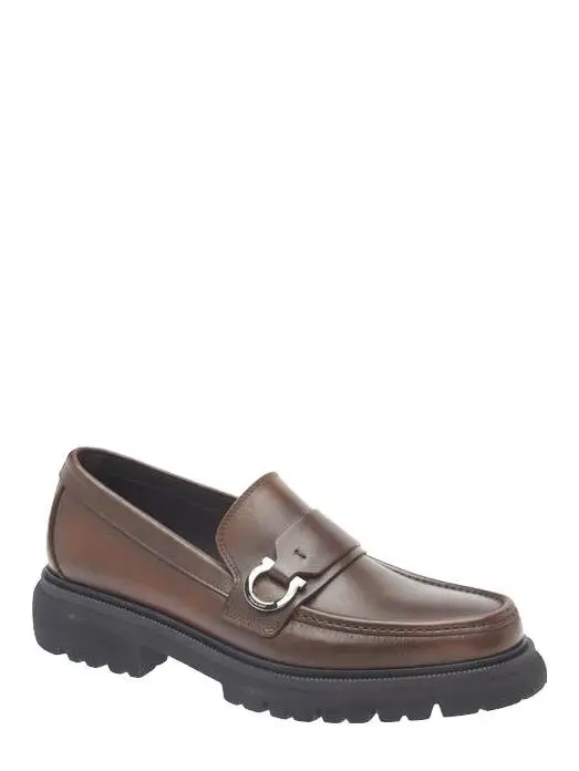 FERRAGAMO Andover Gancini Lug Sole Loafer - Midbrown/hickory T.moro