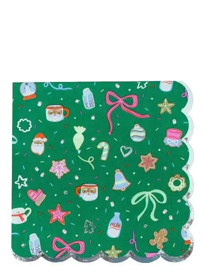 DAYDREAM SOCIETY Baking Spirits Bright Christmas Scalloped Large Napkins - Assorted Pre-pack