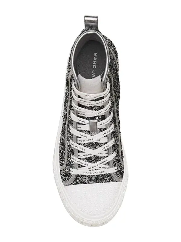 Marc Jacobs Sequined High-top Sneakers - Silver