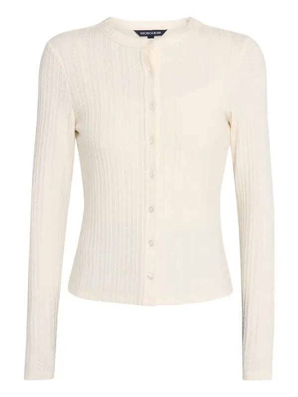 Veronica Beard Lira Pointelle Cardigan - Ecru