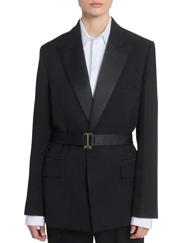 Victoria Beckham Belted Tailored Blazer Jacket - Black