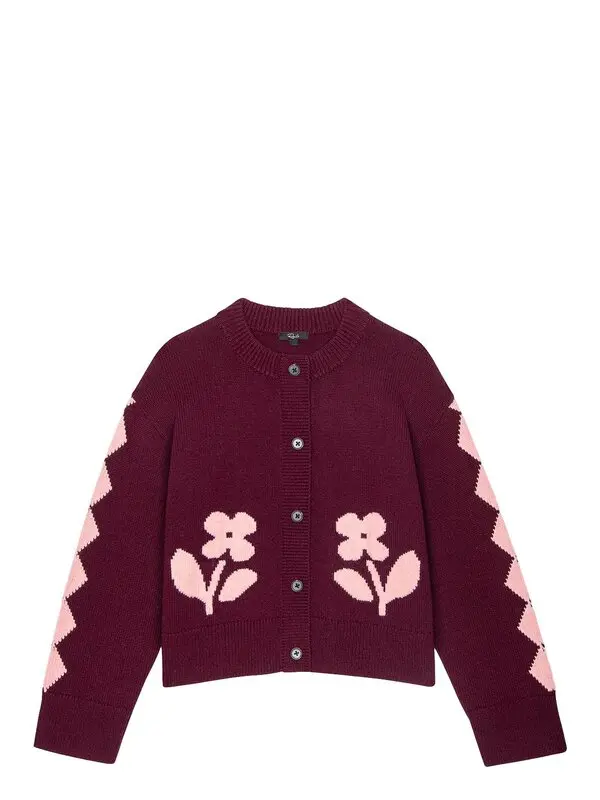 Rails Mavie Floral Diamond Cardigan - Garnet Dai