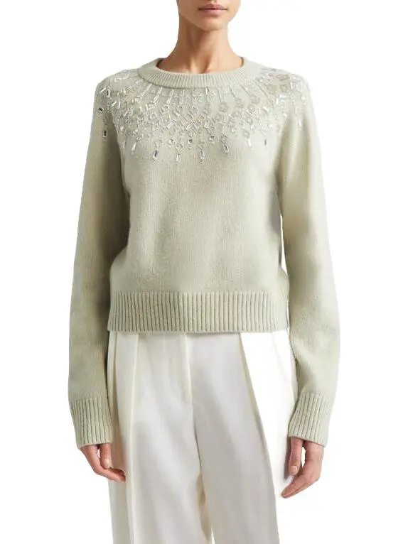 Altuzarra Harold Embellished Virgin Wool Sweater - Desert Sage