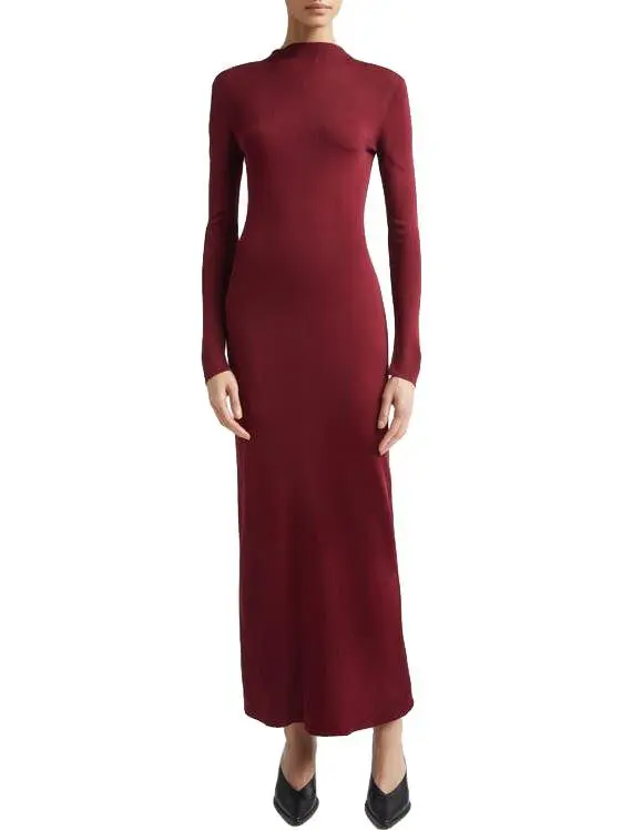Altuzarra Kaplan Long-sleeve Knit Funnel Neck Dress - Maroon