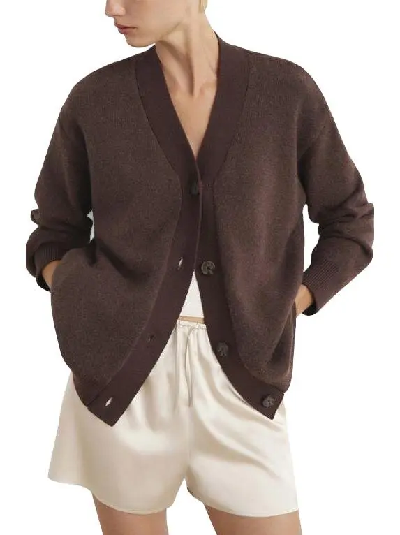 Mango Contrast Detail Cardigan - Chocolate