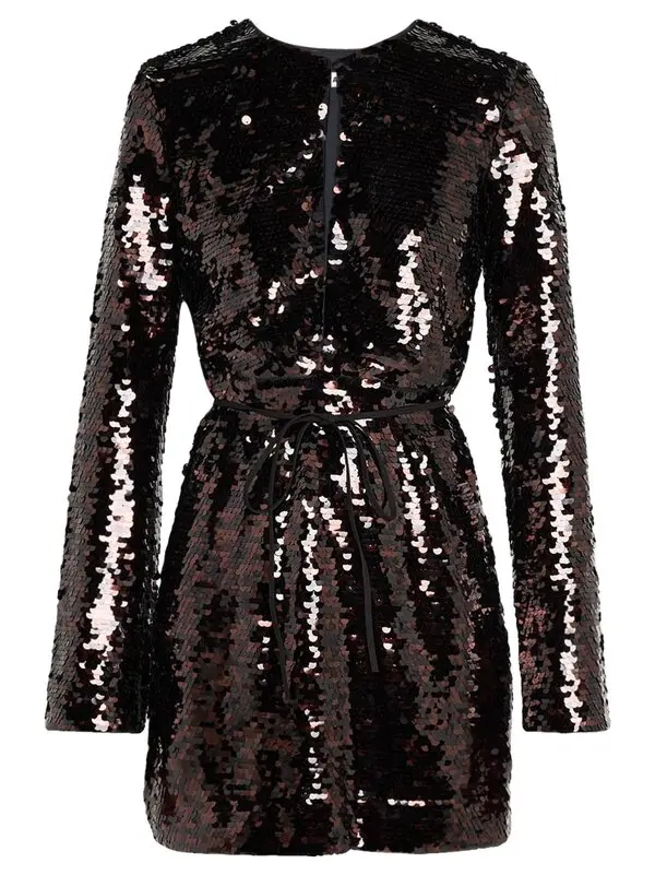Staud Fifi Sequined Mini Dress - Espresso/b