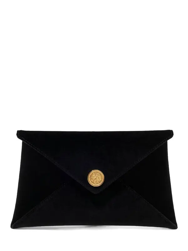 Altuzarra Velveteen Envelope Clutch With Medallion - Black