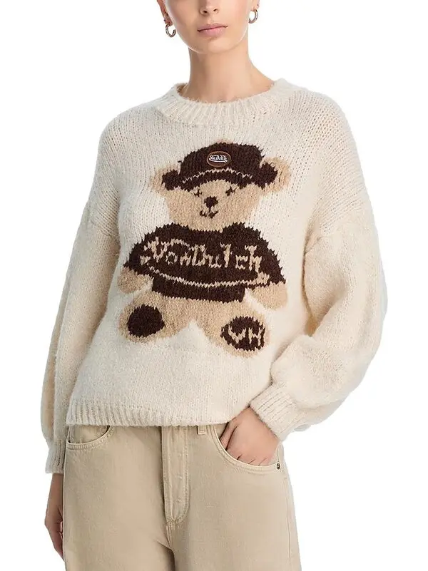 Vintage Havana X Von Dutch Jacquard Bear Crewneck Sweater - Ivory