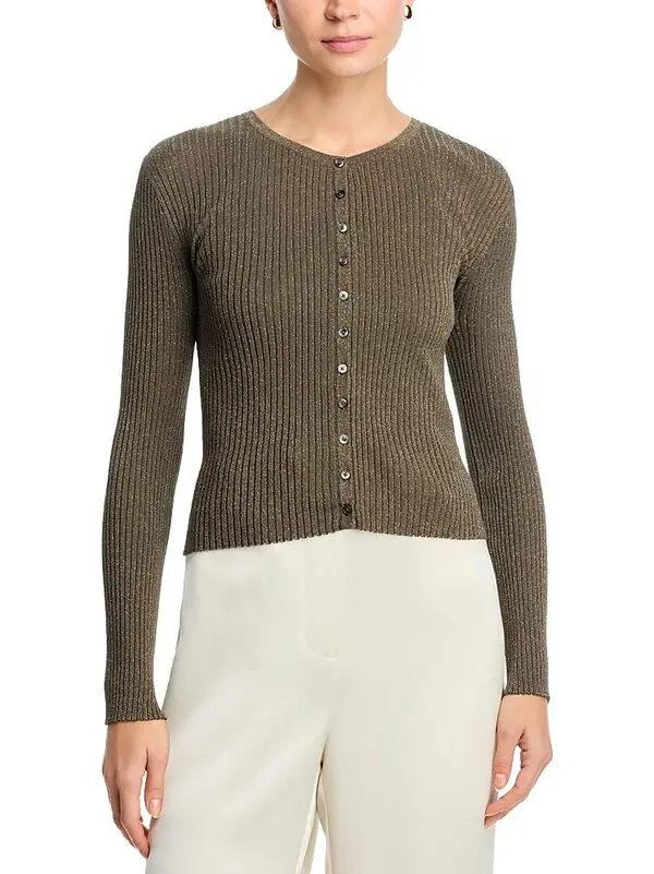 LESET Blake Rib Crew Cardigan - Moss