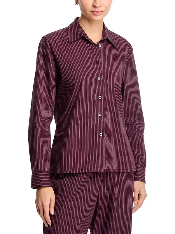 LESET Yoshi Stripe Slim Fit Button Down Shirt - Bordeaux/rose Stripe