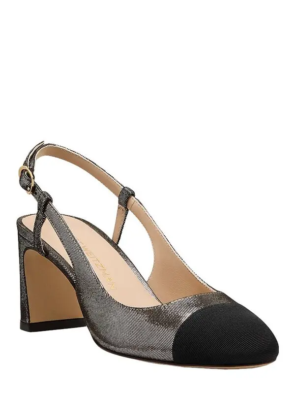 STUART WEITZMAN Babette Slingback Pumps - Platino/black