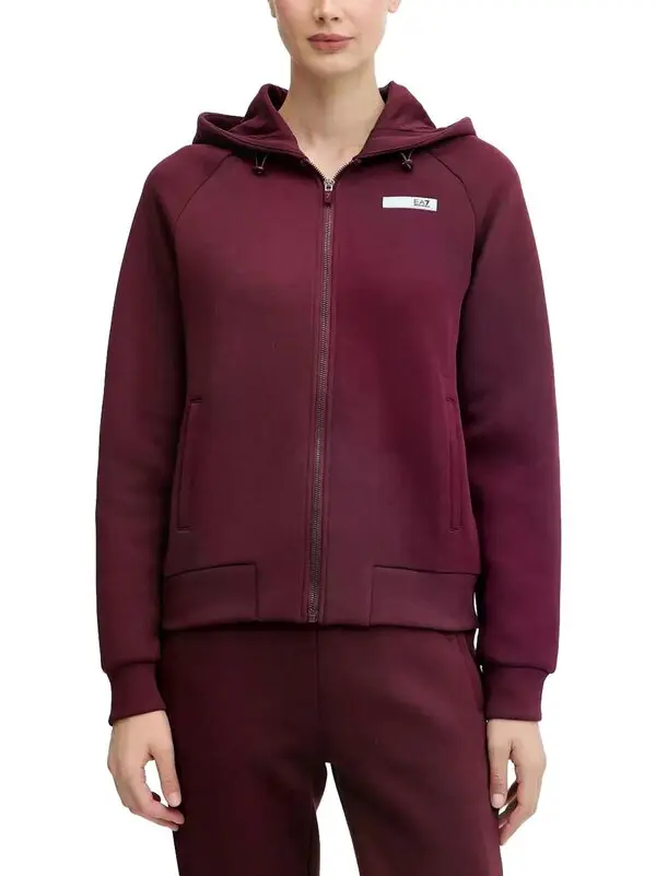 Emporio Armani Zip Hooded Top - Red