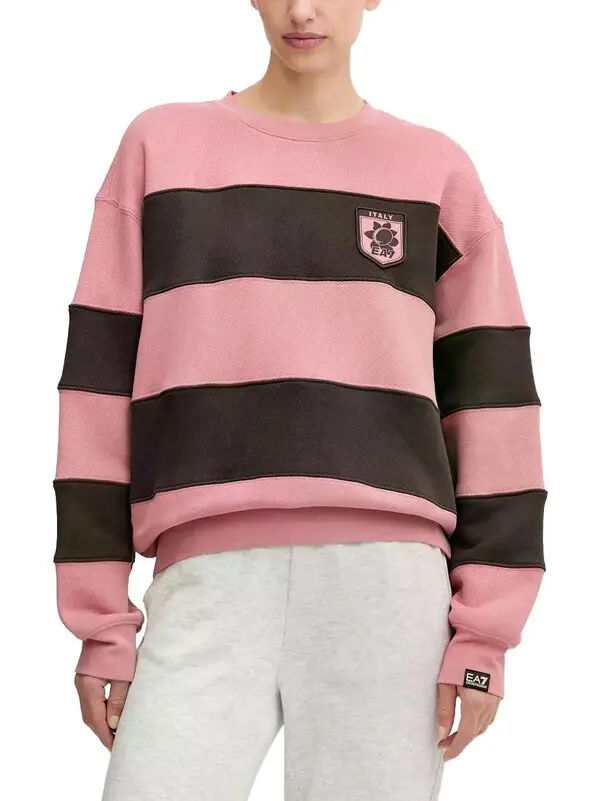 Emporio Armani Striped Logo-patch Top - Pink