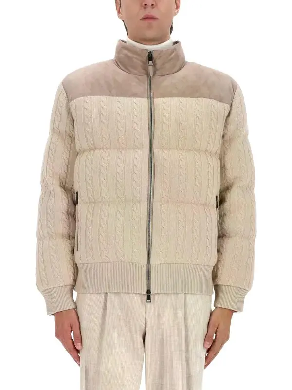 BOSS Cable-knit Padded Jacket - Neutrals