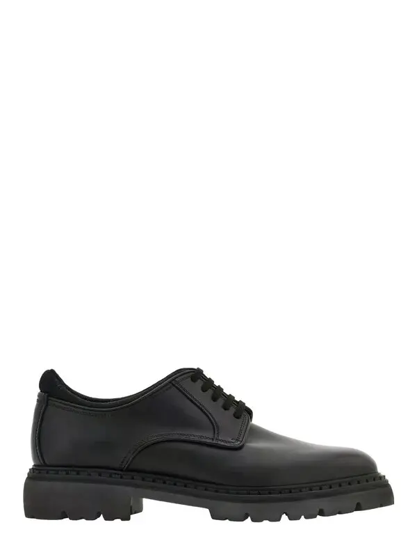 FERRAGAMO Padded Collar Lug Tread Derby Shoes - Black