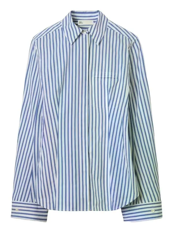 Tory Burch Bell-sleeve Cotton Shirt - Blue