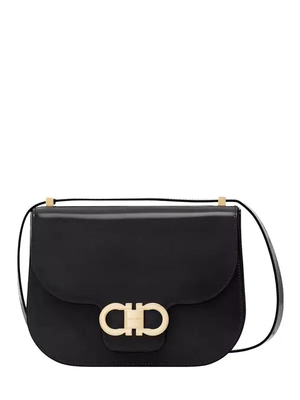 FERRAGAMO Gancini Flap Crossbody Bag - Black