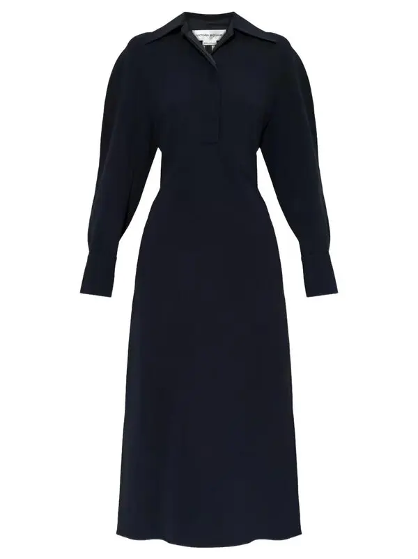 Victoria Beckham Collared Long-sleeve Dress - Blue