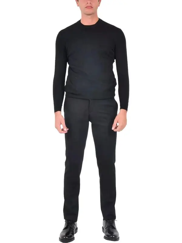 FRANZESE COLLECTION Ribbed Crew-neck Sweater - Black