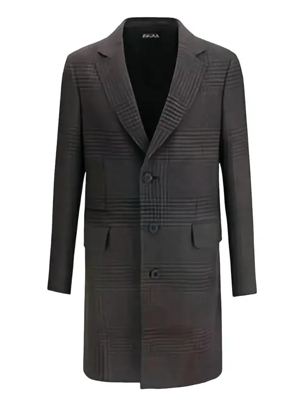 Zegna Single-breasted Checked Coat - Grey