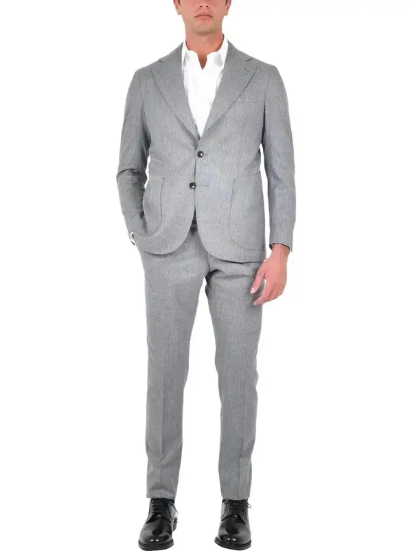 FRANZESE COLLECTION Pinstripe Buttoned Suit - Grey
