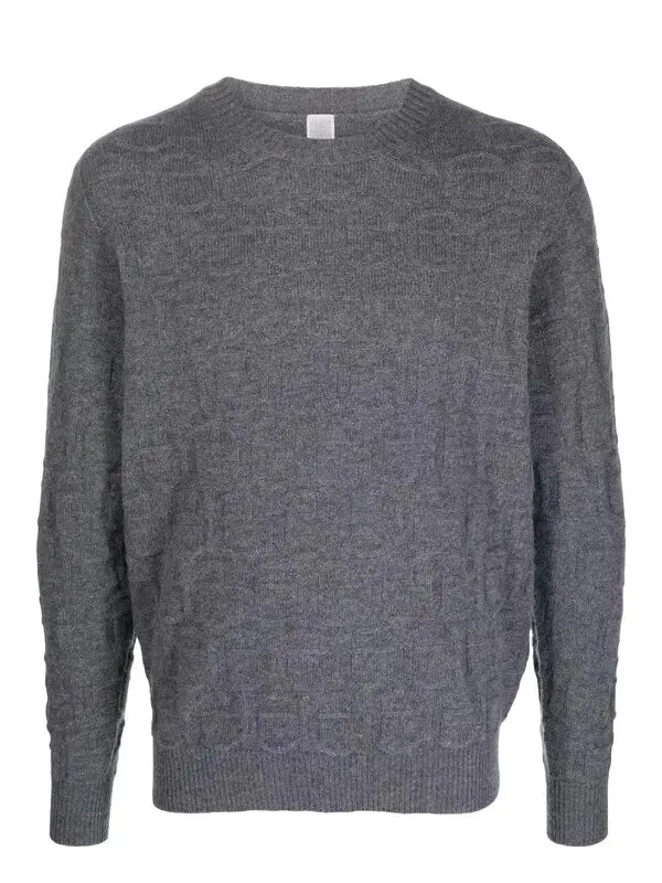 Eleventy Jacquard-logo Knitted Jumper - Grey